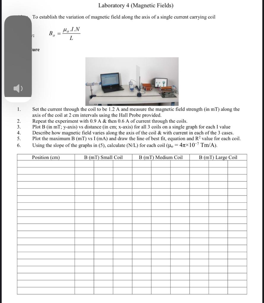 Solved Laboratory 4 (Magnetic Fields) To establish the | Chegg.com