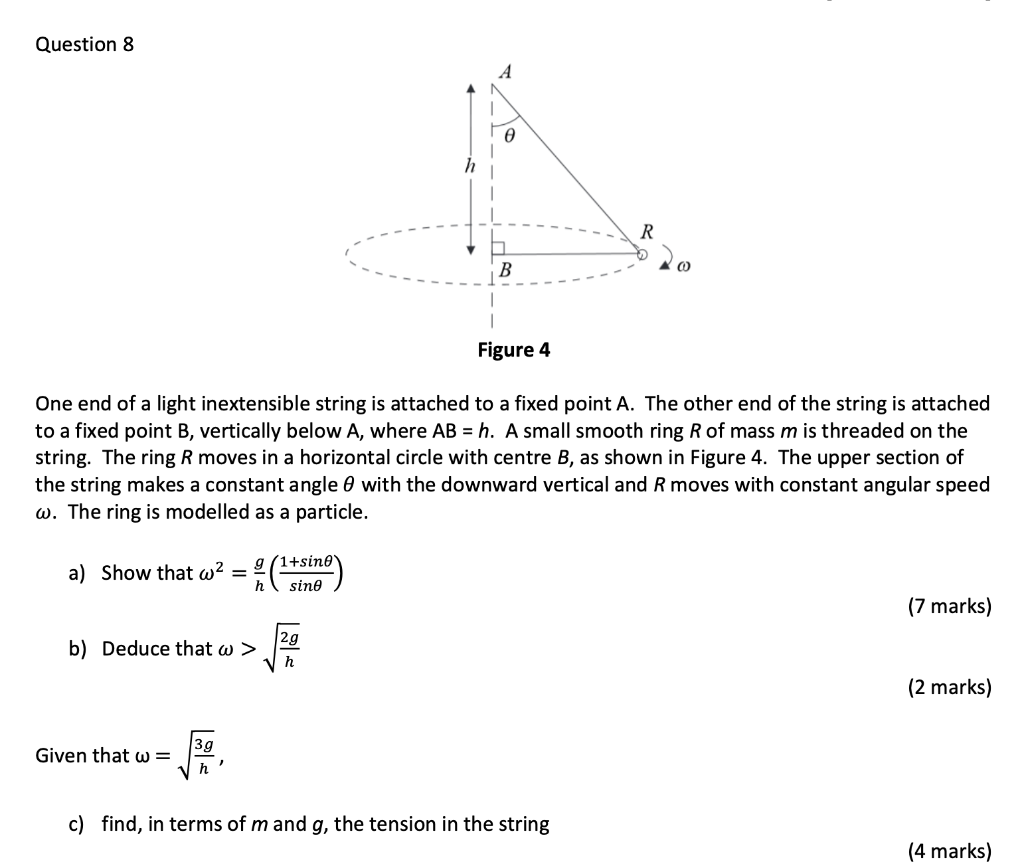 Solved Question 8 A A R B Figure 4 One end of a light | Chegg.com