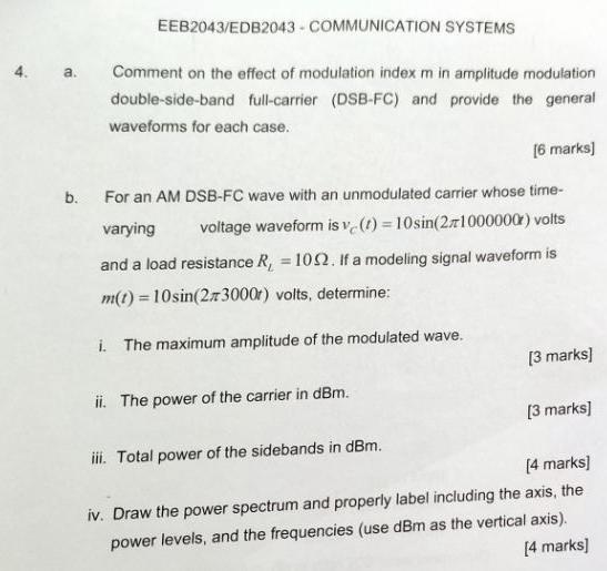 Solved EEB2043/EDB2043 - COMMUNICATION SYSTEMS a. Comment on | Chegg.com