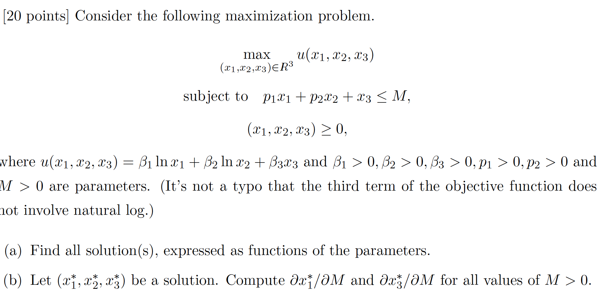 Solved [20 points) Consider the following maximization | Chegg.com