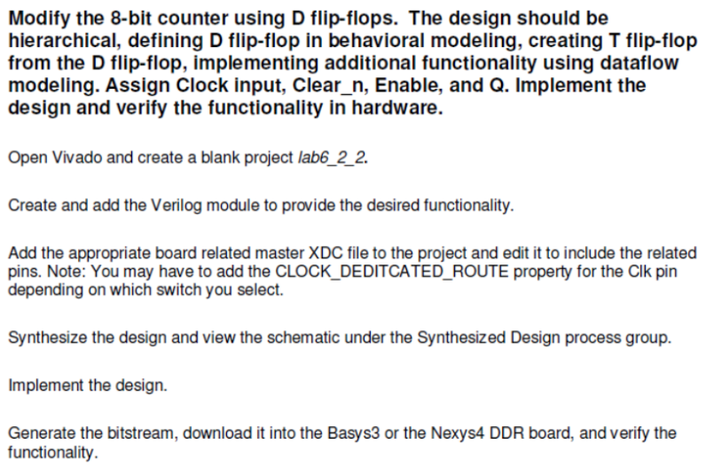 Modify the 8-bit counter using D flip-flops. The | Chegg.com