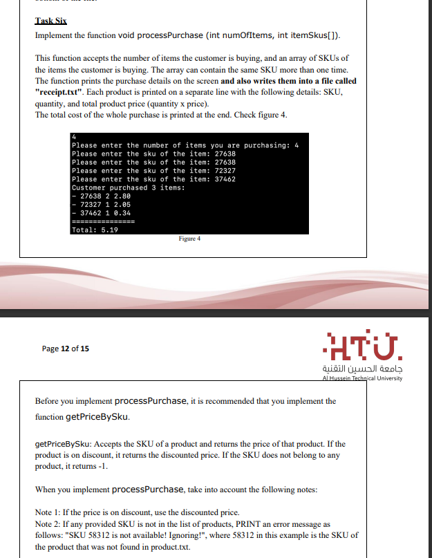 Solved Task Six Implement The Function Void Processpurchase 7778
