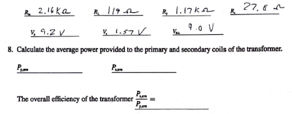 Solved R. 2.16KΩ8. ﻿Calculate the average power provided to | Chegg.com
