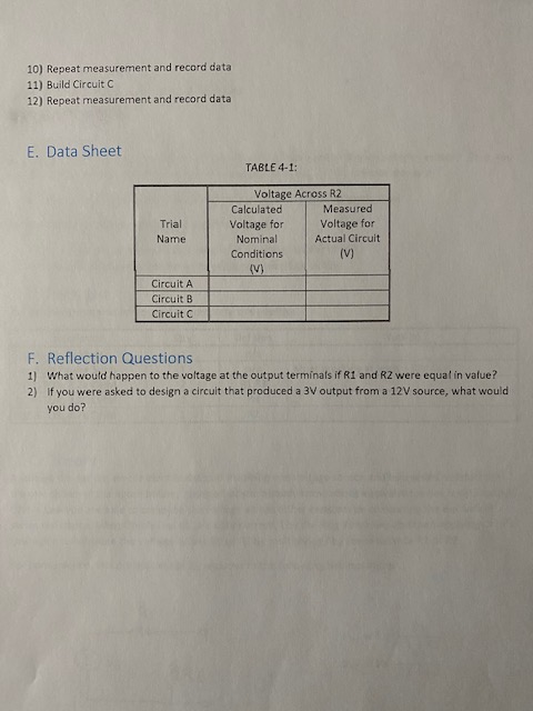 Solved Lab Exercise Voltage Divider A Introduction In A
