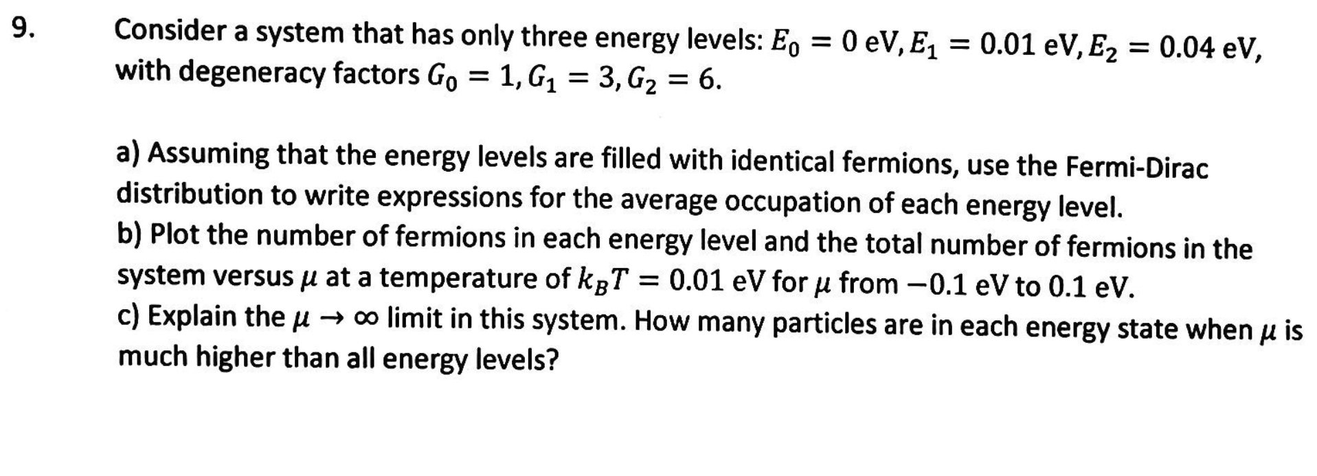 Solved Consider a system that has only three energy levels: | Chegg.com