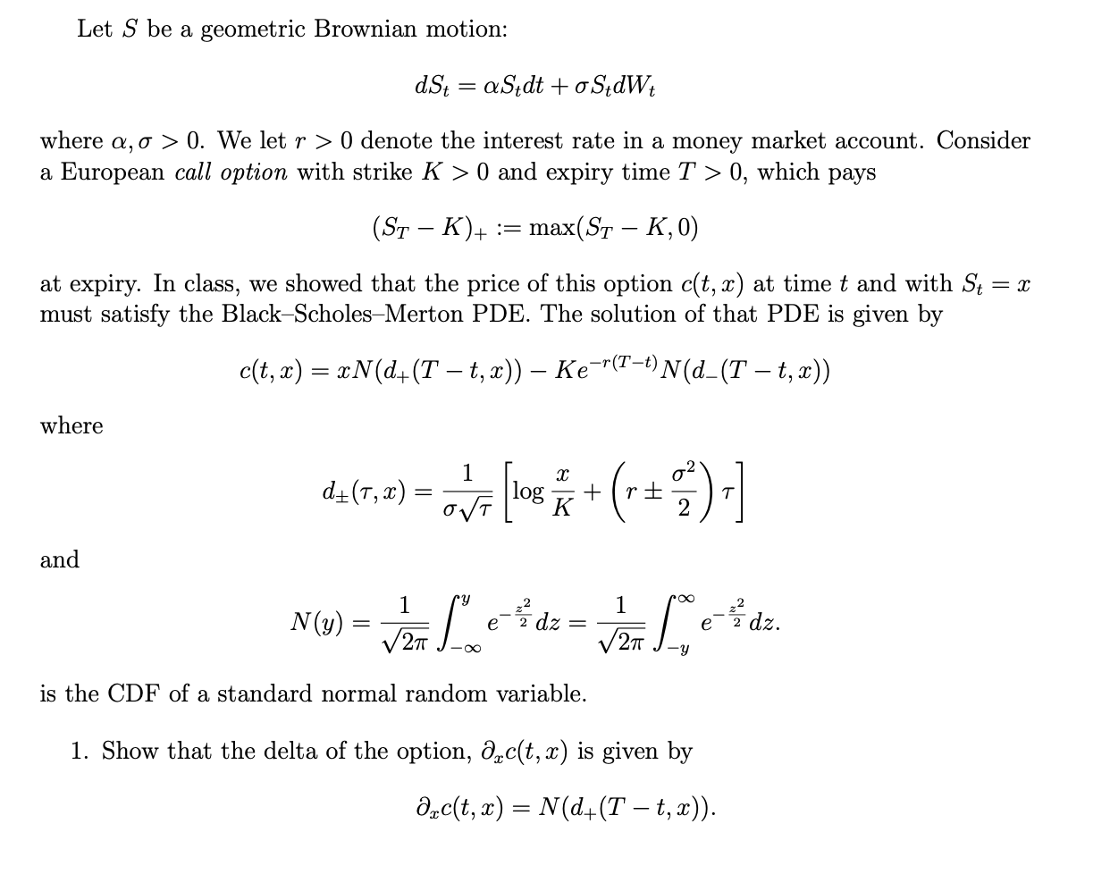 Solved Let S be a geometric Brownian motion: | Chegg.com
