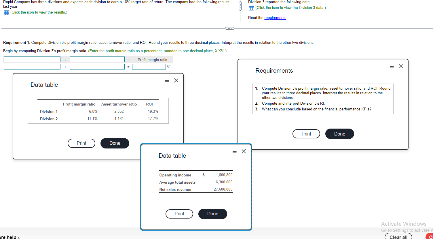 Solved Rapid Company has three divisions and expects each | Chegg.com