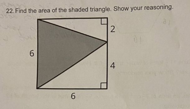 Solved 22. Find the area of the shaded triangle. Show your | Chegg.com