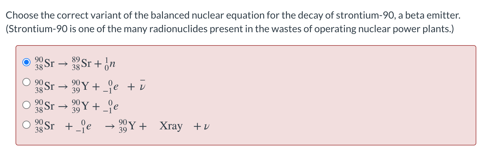 Solved Choose the correct variant of the balanced nuclear | Chegg.com