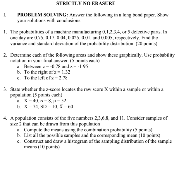 Solved STRICTLY NO ERASURE I. PROBLEM SOLVING: Answer the | Chegg.com