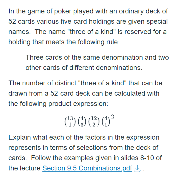 Solved other cards of different denominations. The number of | Chegg.com