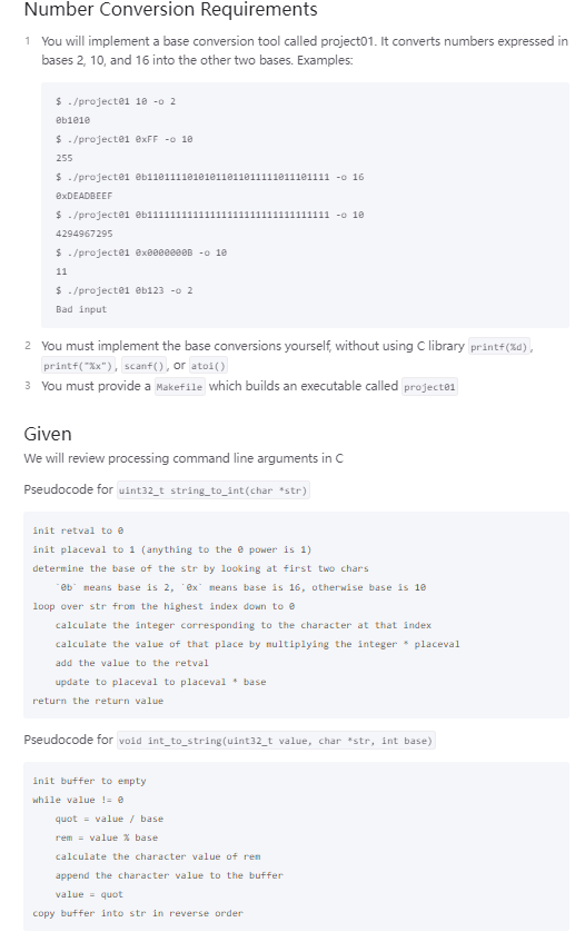 Solved Number Conversion Requirements 1 You will implement a | Chegg.com