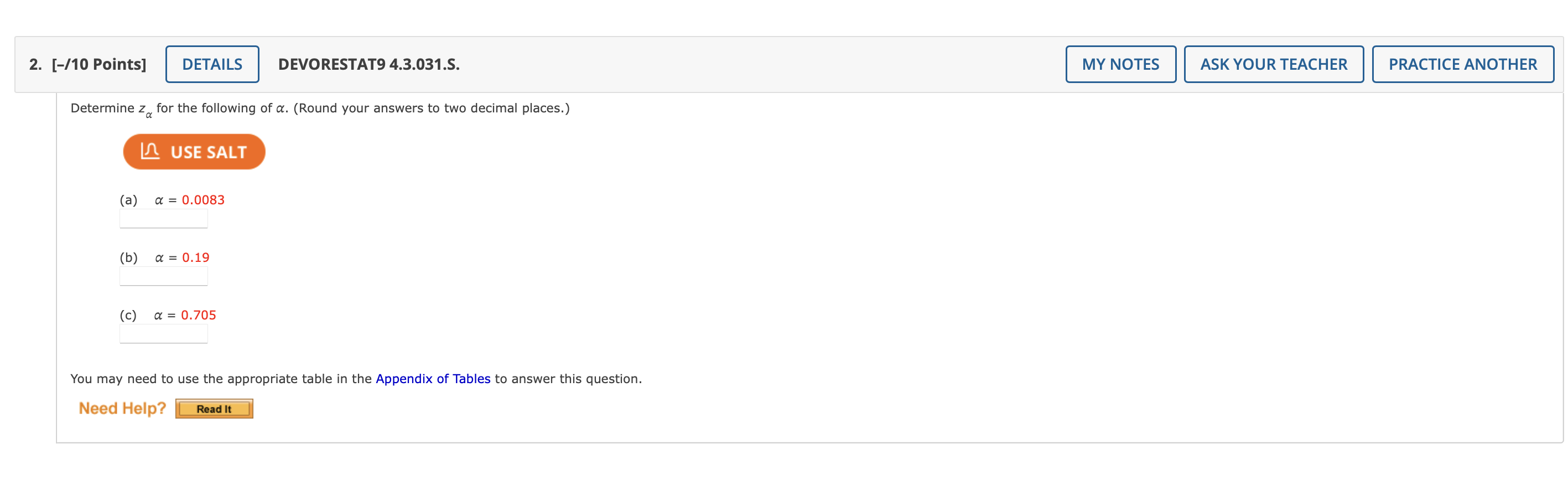 Solved Determine zα for the following of α. (Round your | Chegg.com