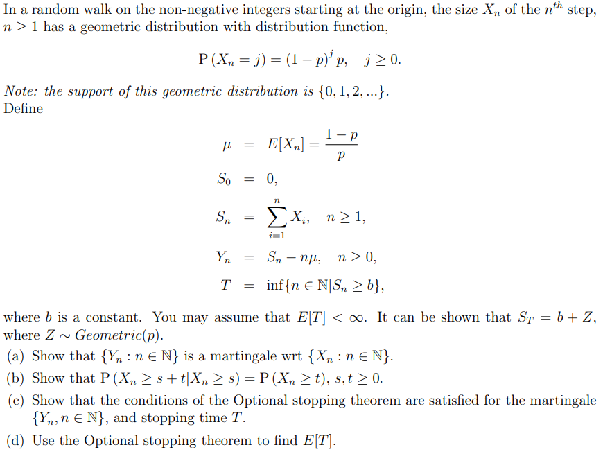 In a random walk on the non-negative integers | Chegg.com