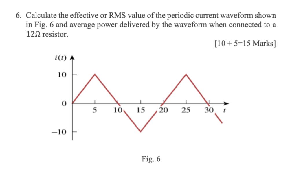 Solved 6. Calculate the effective or RMS value of the | Chegg.com
