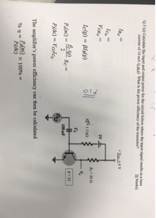Solved Q5 (a) Calculate the input and output power for the | Chegg.com