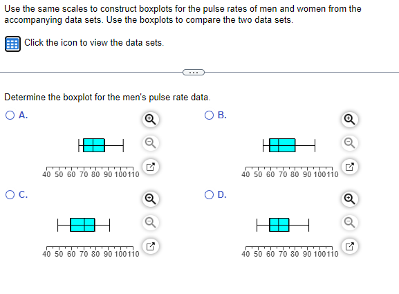 Solved Use the same scales to construct boxplots for the | Chegg.com