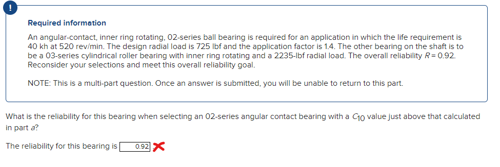 Solved Required information An angular-contact, inner ring | Chegg.com