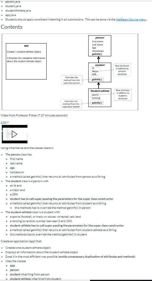 Solved • person.java • student.java • studentAthlete.java • | Chegg.com