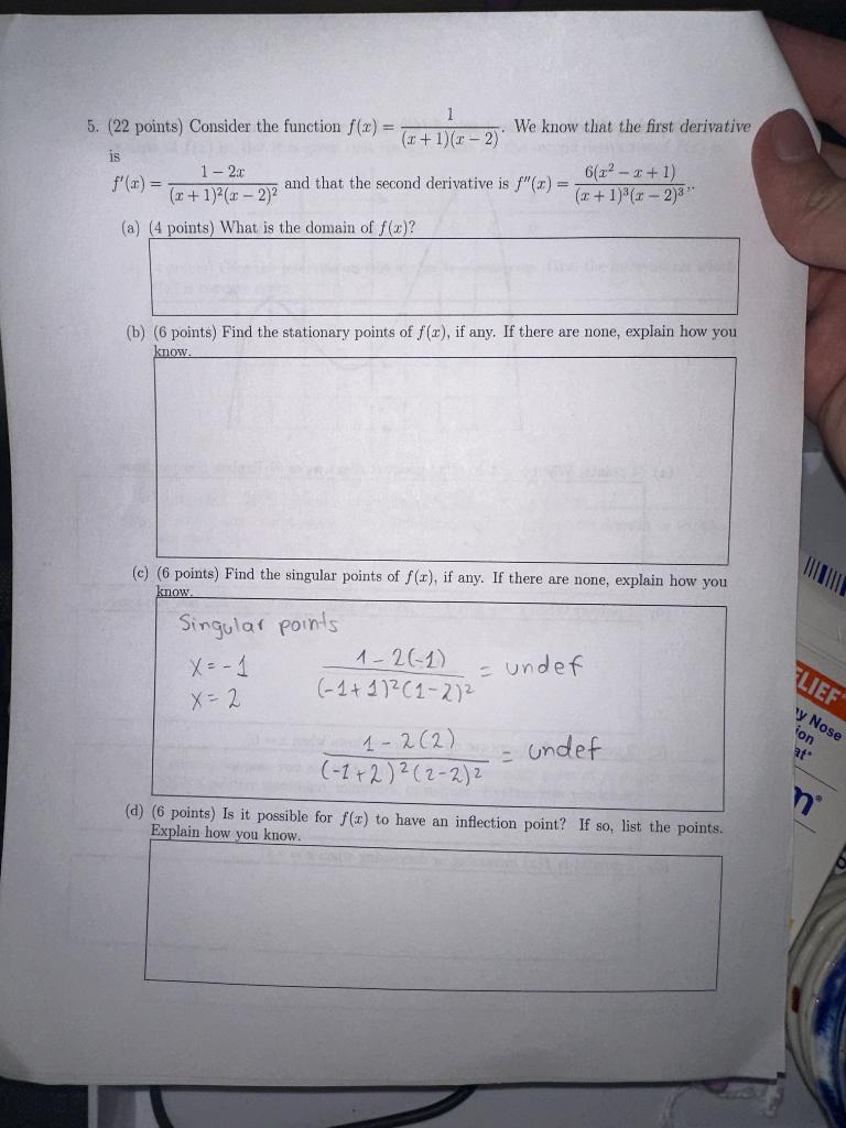 Solved 5. (22 points) Consider the function | Chegg.com