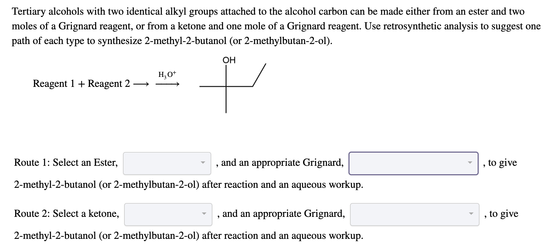 Tertiary alcohols with two identical alkyl groups | Chegg.com