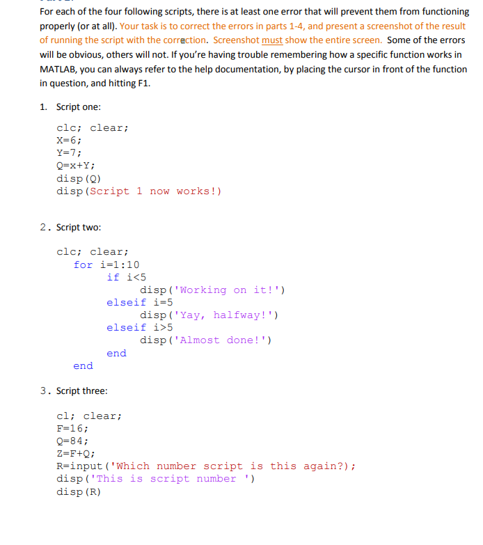 Solved For each of the four following scripts, there is at | Chegg.com