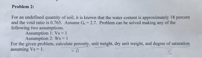 Solved Problem 2: For an undefined quantity of soil, it is | Chegg.com