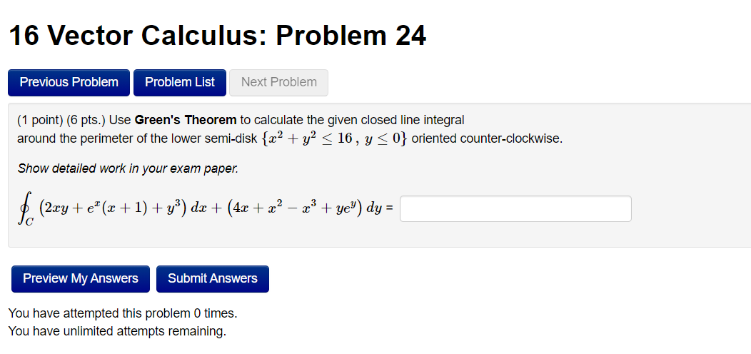 Solved 16 Vector Calculus: Problem 24 Previous Problem | Chegg.com