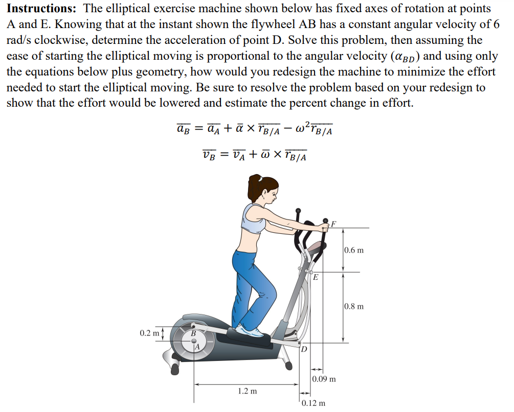 Solved Instructions: The elliptical exercise machine shown | Chegg.com