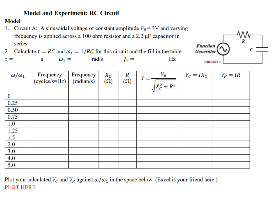 Solved Model and Experiment: RC Circuit Model 1. Circuit A: | Chegg.com