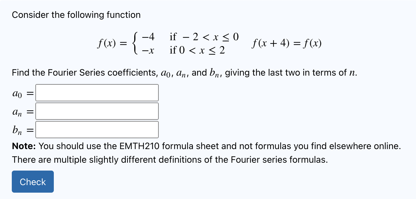Solved Consider the following function -4. f(x) = { -* x) = | Chegg.com