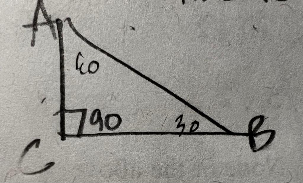 Solved Given: Right 𝐴𝐵𝐶 with 𝑚∠𝐶=90∘ and 𝑚∠𝐴=60∘; | Chegg.com