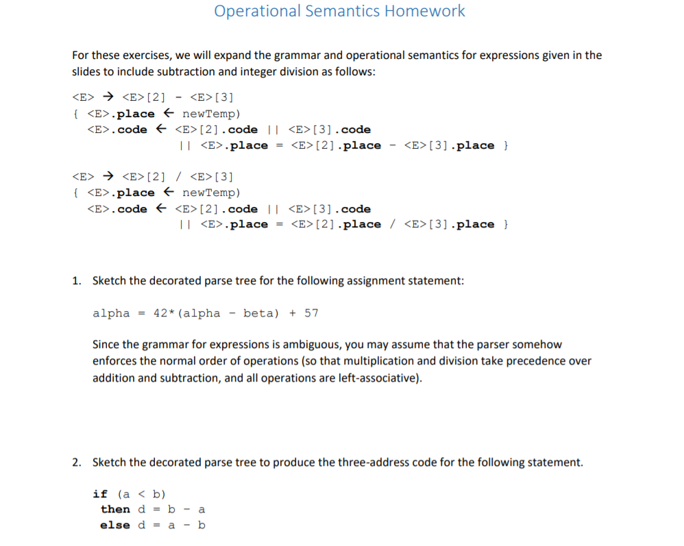 I need help with creating parse trees from the | Chegg.com