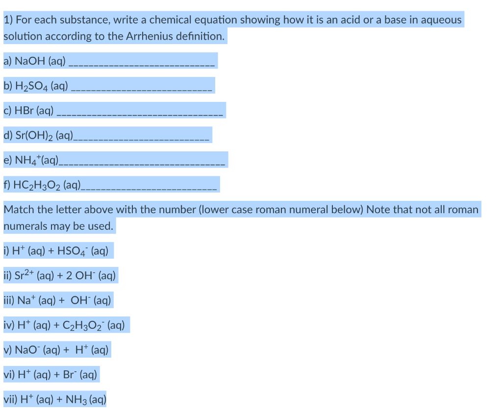 [Solved]: 1) For each substance, write a chemical equation
