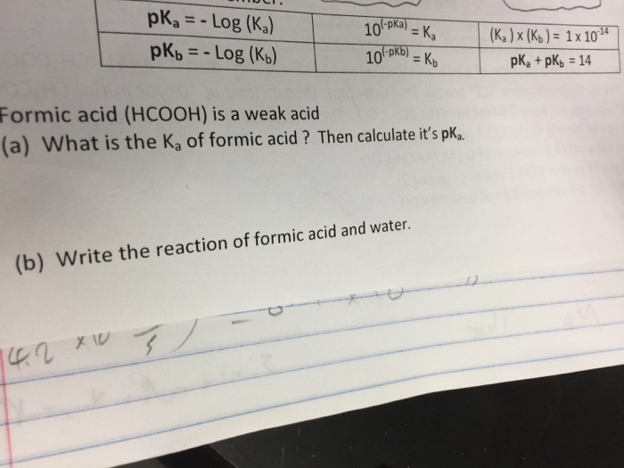 Solved Formic acid (HCOOH) is a weak acid (a) What is the | Chegg.com