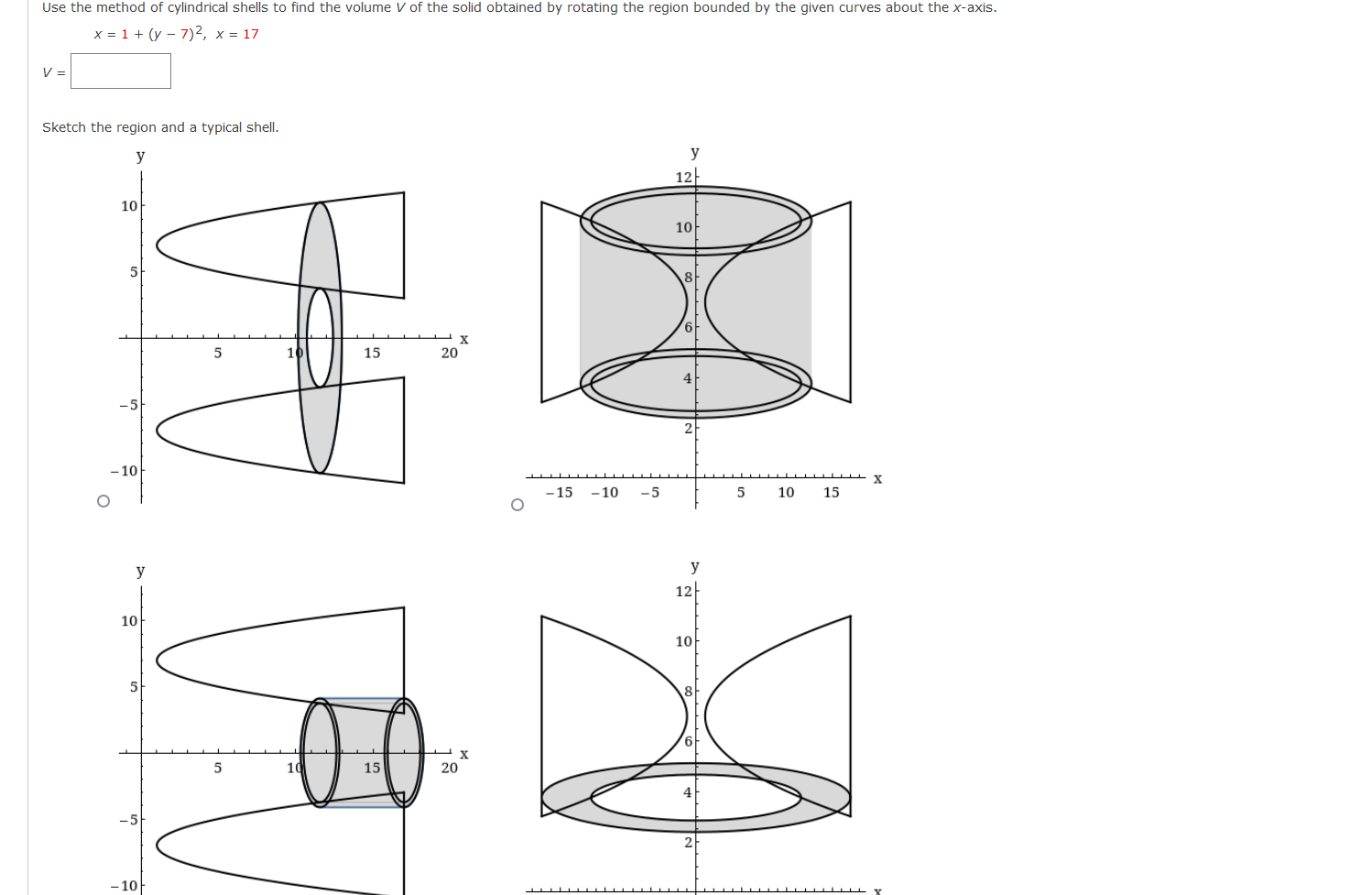 Solved Use the method of cylindrical shells to find the | Chegg.com