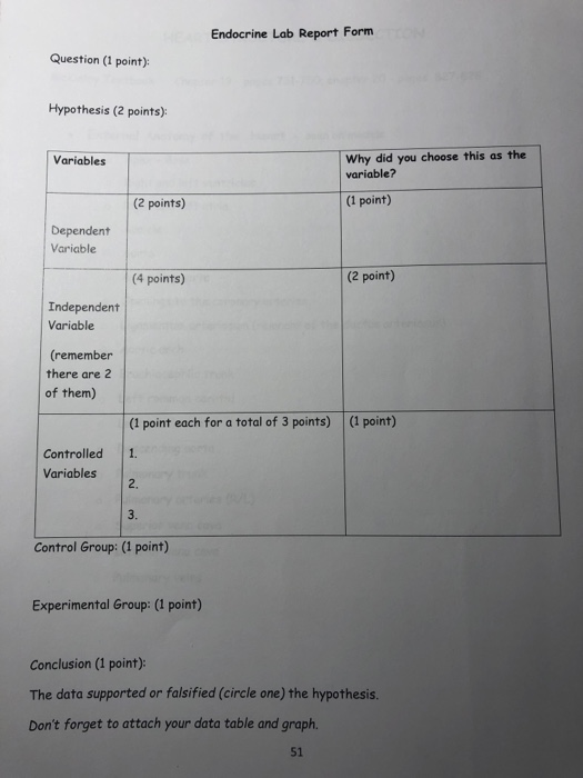 Endocrine Lab Report Form Question (1 point): | Chegg.com