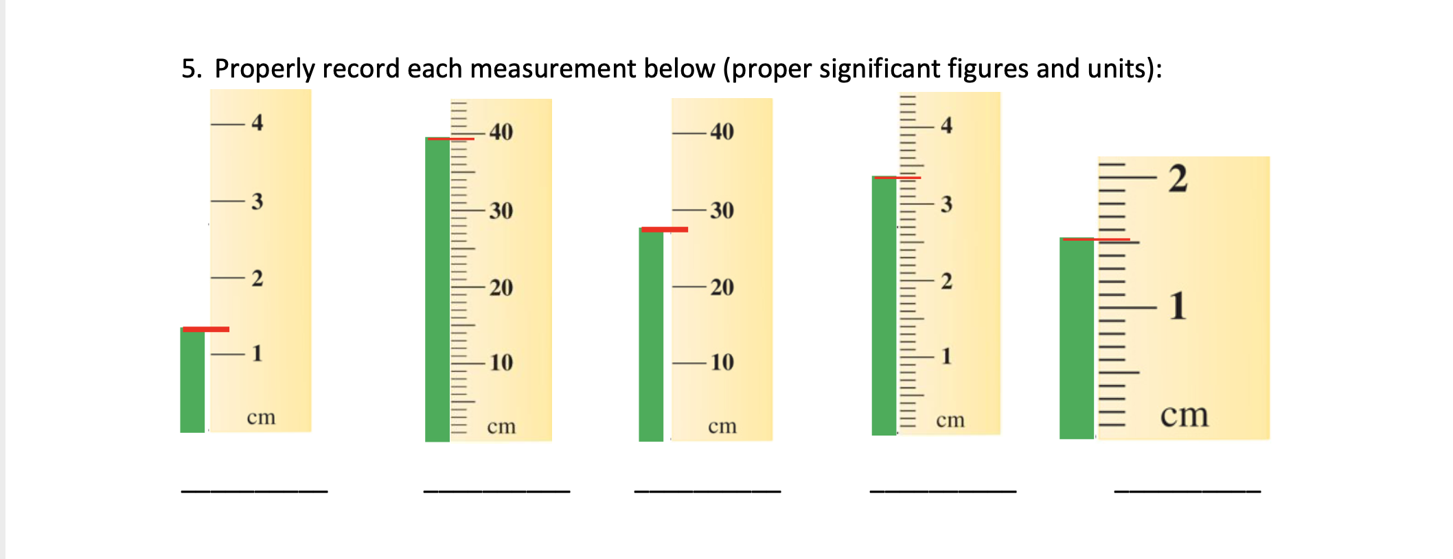 5. Properly record each measurement below (proper | Chegg.com