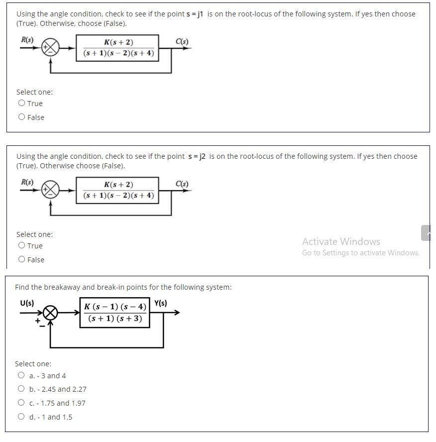 Solved Using the angle condition, check to see if the point | Chegg.com