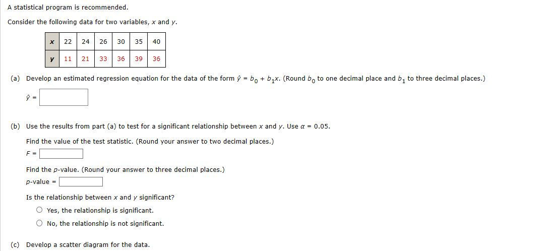 Solved A statistical program is recommended. Consider the | Chegg.com
