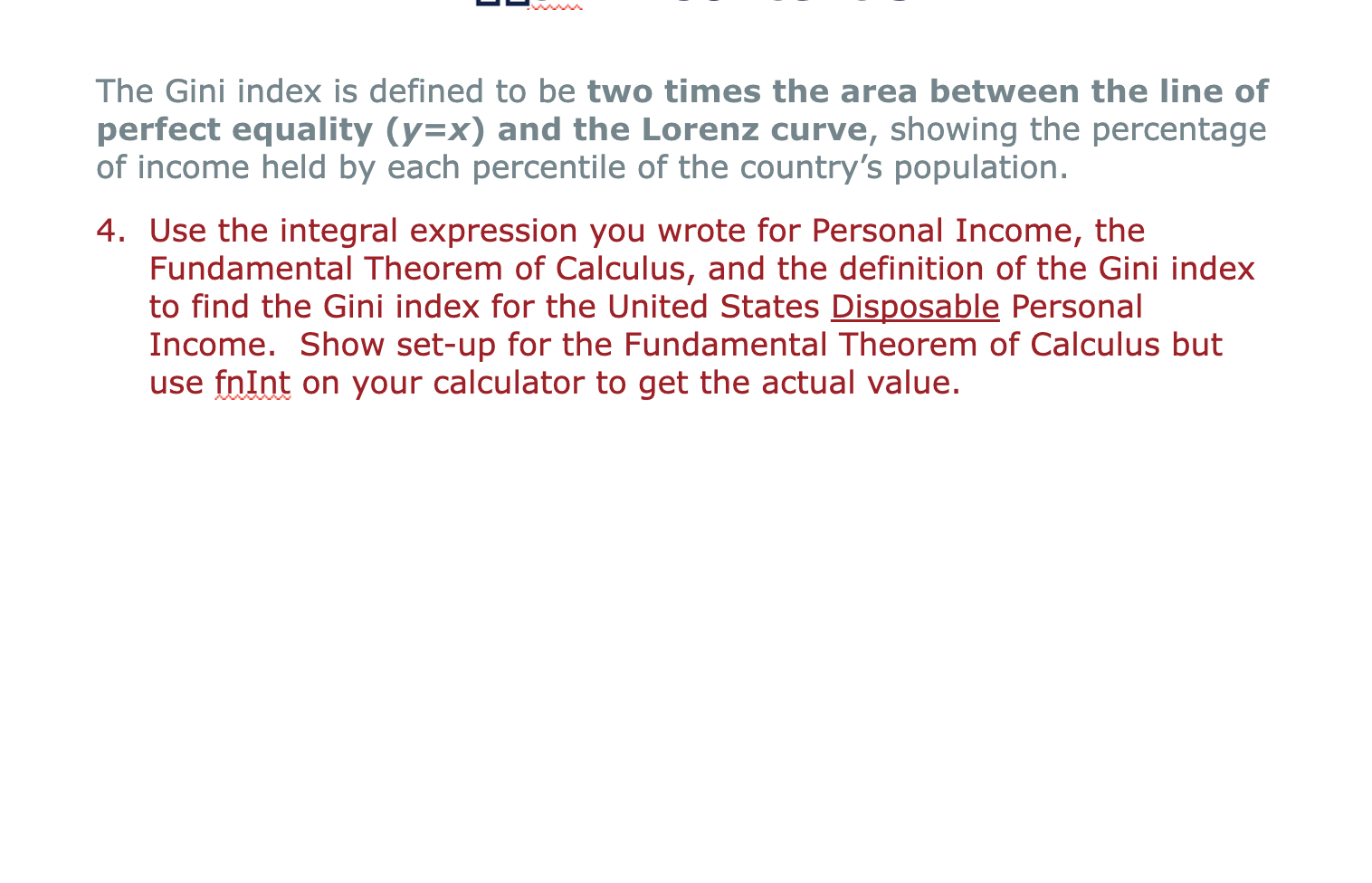 Solved The Gini index is defined to be two times the area | Chegg.com