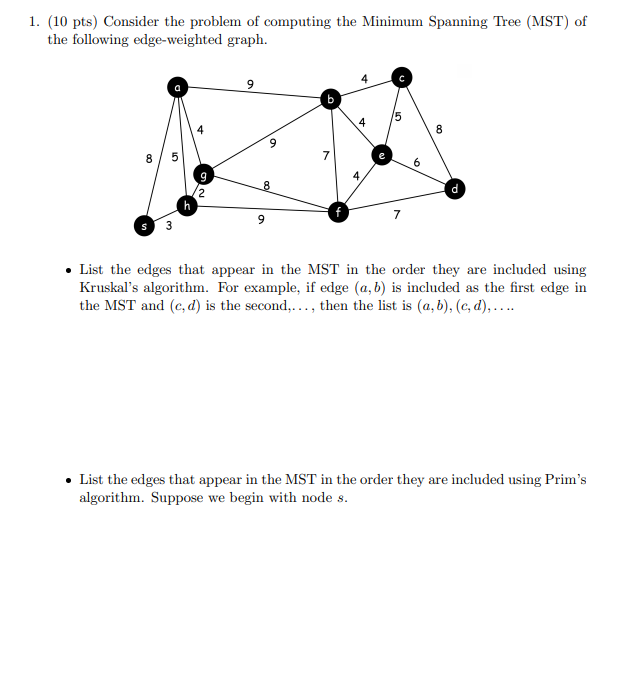Solved 1. (10 pts) Consider the problem of computing the | Chegg.com