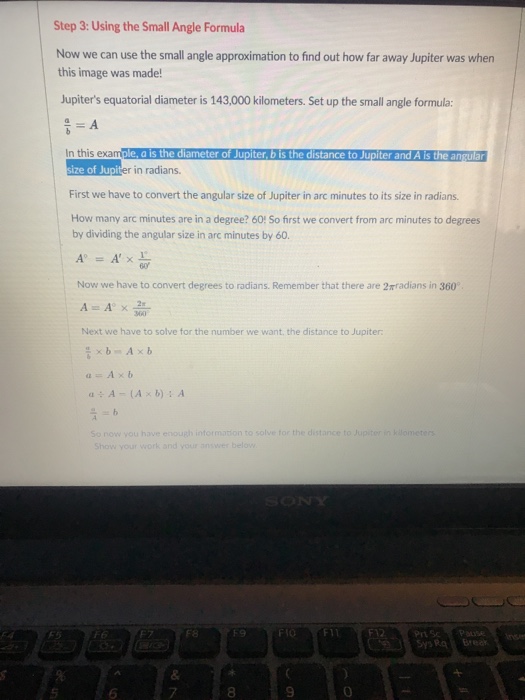 Solved Step 3: Using the Small Angle Formula Now we can use | Chegg.com