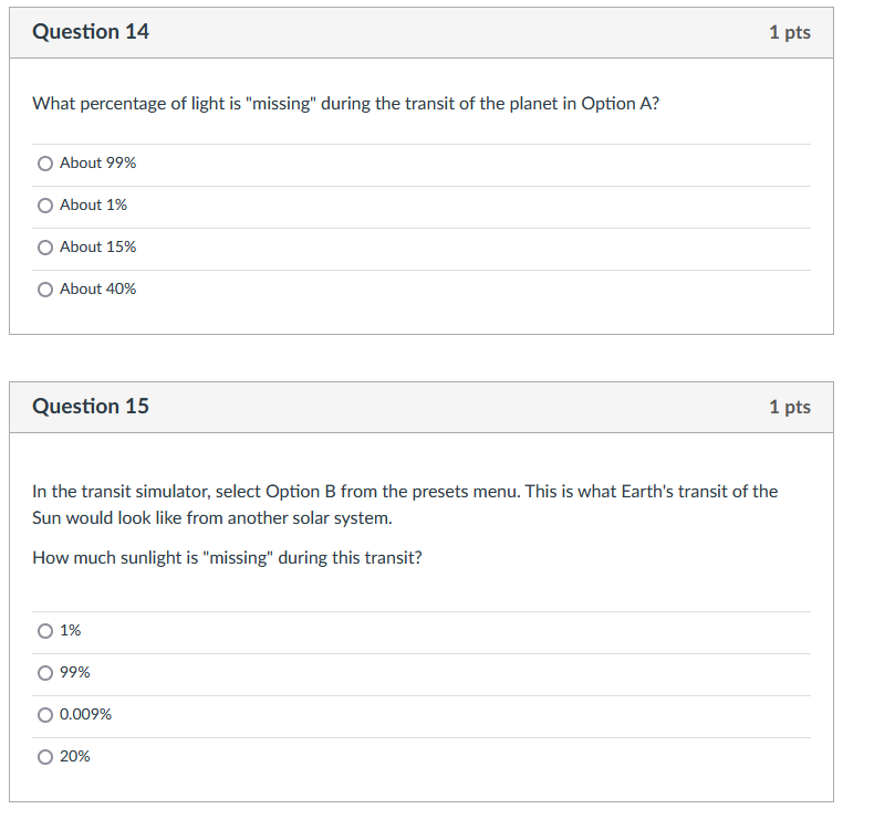 Solved Exoplanet Transit Simulator Х Exoplanet Transit | Chegg.com