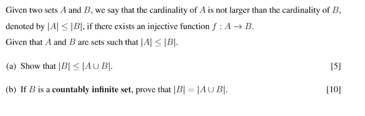 Solved Given two sets A and B, we say that the cardinality | Chegg.com