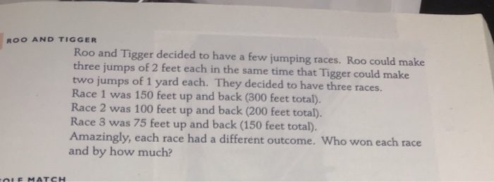 Solved ROO AND TIGGER Roo and Tigger decided to have a few | Chegg.com