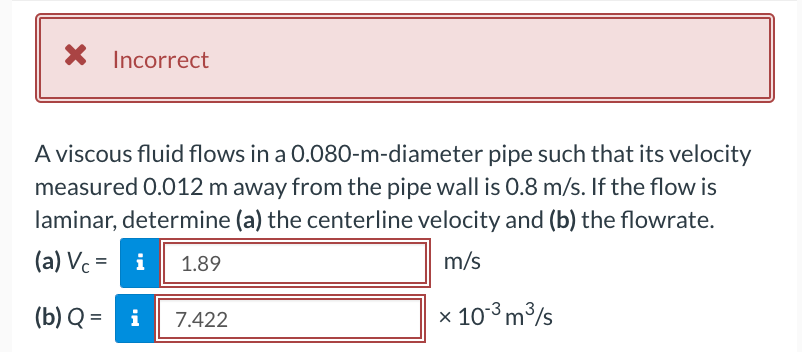 Solved A viscous fluid flows in a 0.080-m-diameter pipe such | Chegg.com