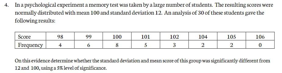 Solved 4. In a psychological experiment a memory test was | Chegg.com