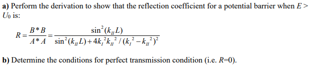 Solved a) Perform the derivation to show that the reflection | Chegg.com