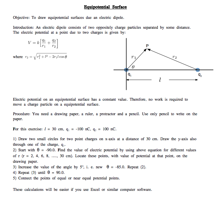 Solved Equipotential Surface Objective: To draw | Chegg.com